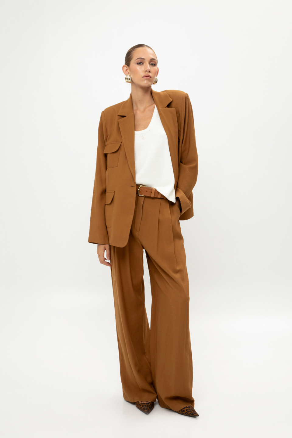 Tan pants suit store